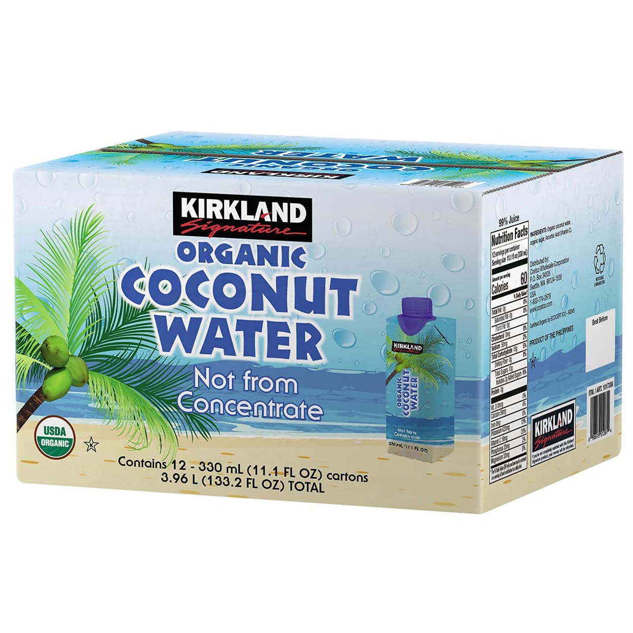 Kirkland Signature Organic Coconut Water 12 Count, 11.1 Ounce – Mega ...