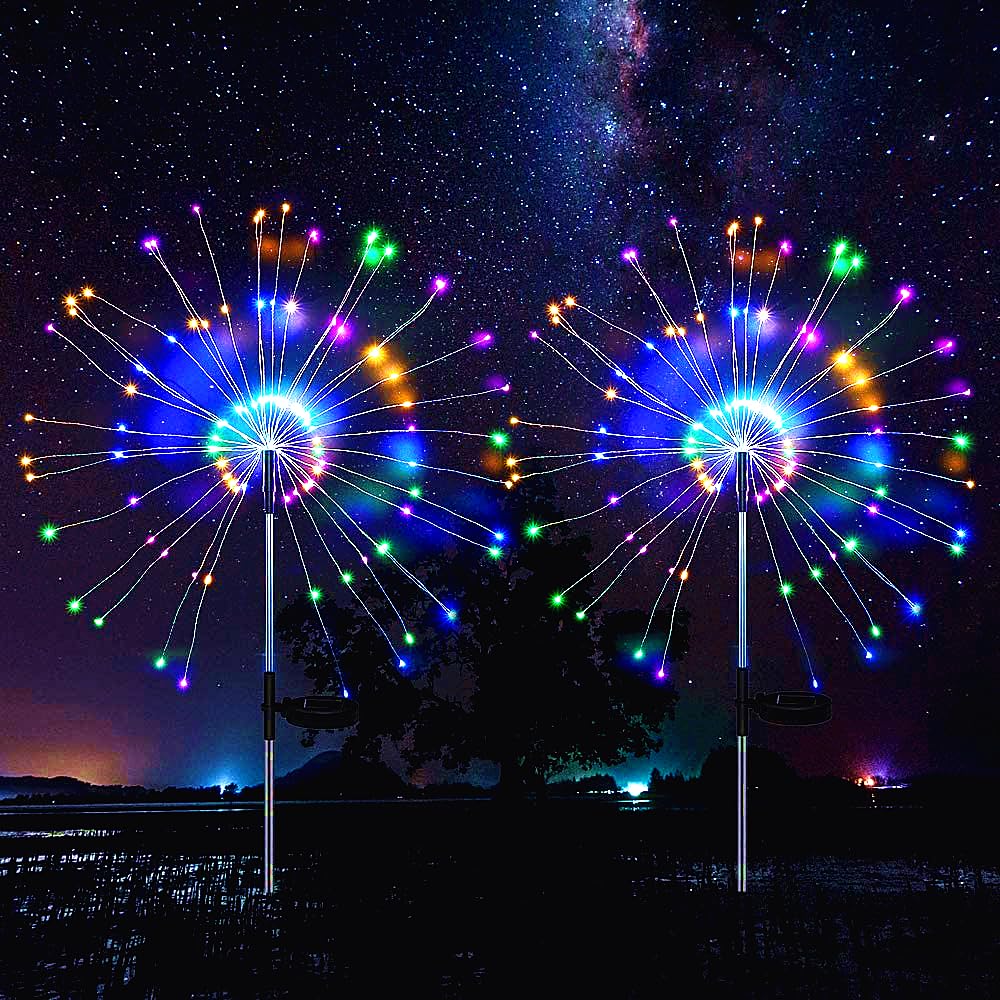 Honche Pack of 2 Upgrade Solar Fireworks 120LEDs Garden Fairy Lights ...