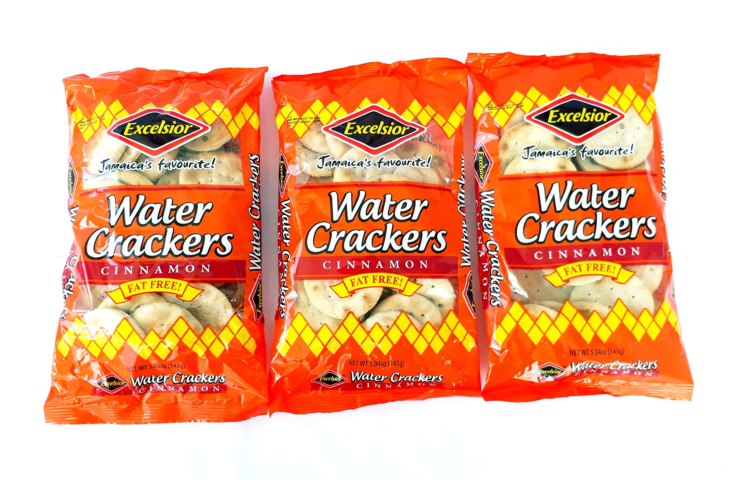 Excelsior Water Crackers FAT FREE Cinnamon 143g/5.04oz x 3 packs Jamai ...