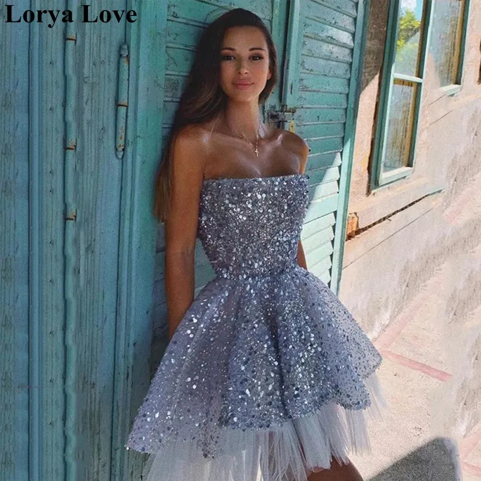 Shiny Sequined Short Cocktail Dresses 2021 Women Formal Party Short Pr ...