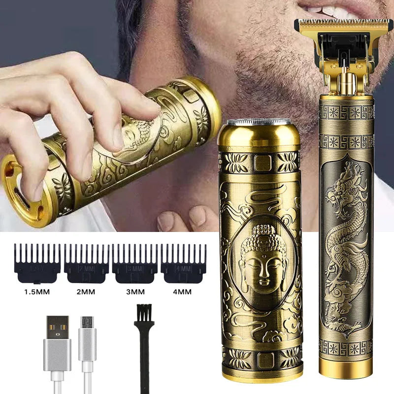 Vintage Rechargeable Shaver Beard trimmer Machine Metal T9 Hair Trimme ...