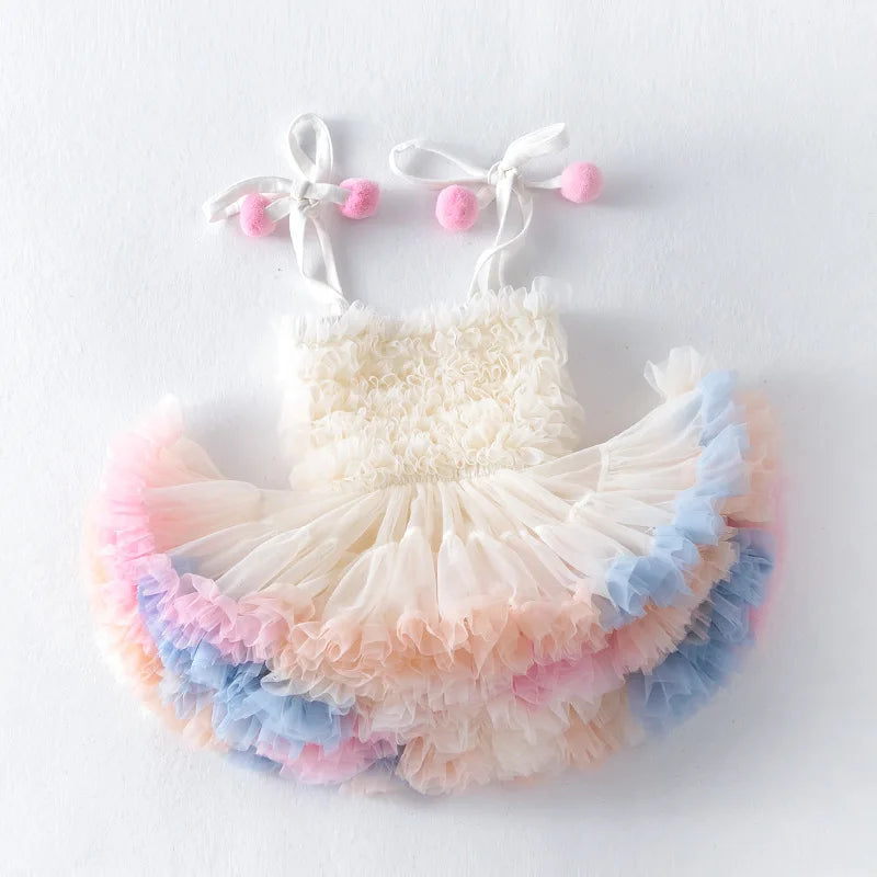 New High Quality Baby Girl Clothes Cute Fluffy Mesh Halter Baby Dress ...