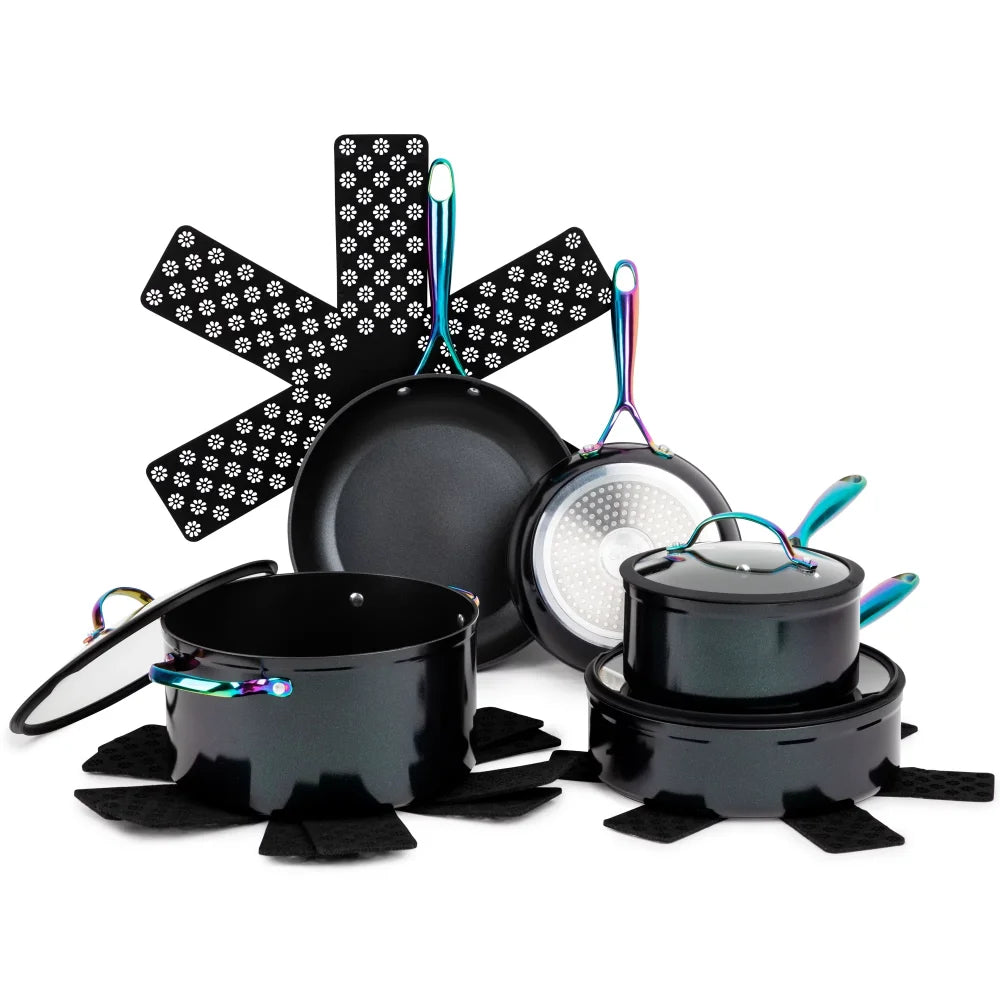 12-Piece Cookware Set, Rainbow – Mega Mart Center