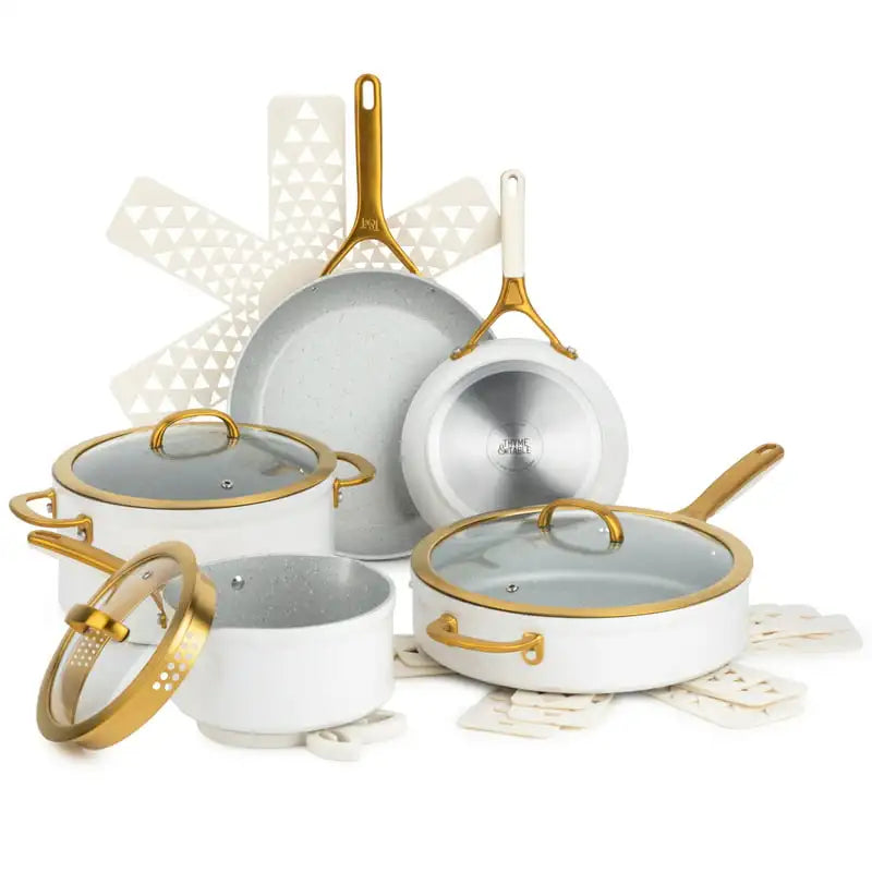 12 Piece Cookware Set, Cream – Mega Mart Center