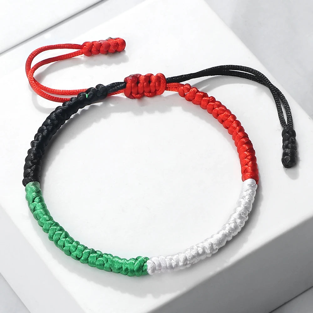 Palestine Israel Flag Bracelet Green Black Blue Rope Braid Bangles Mid ...