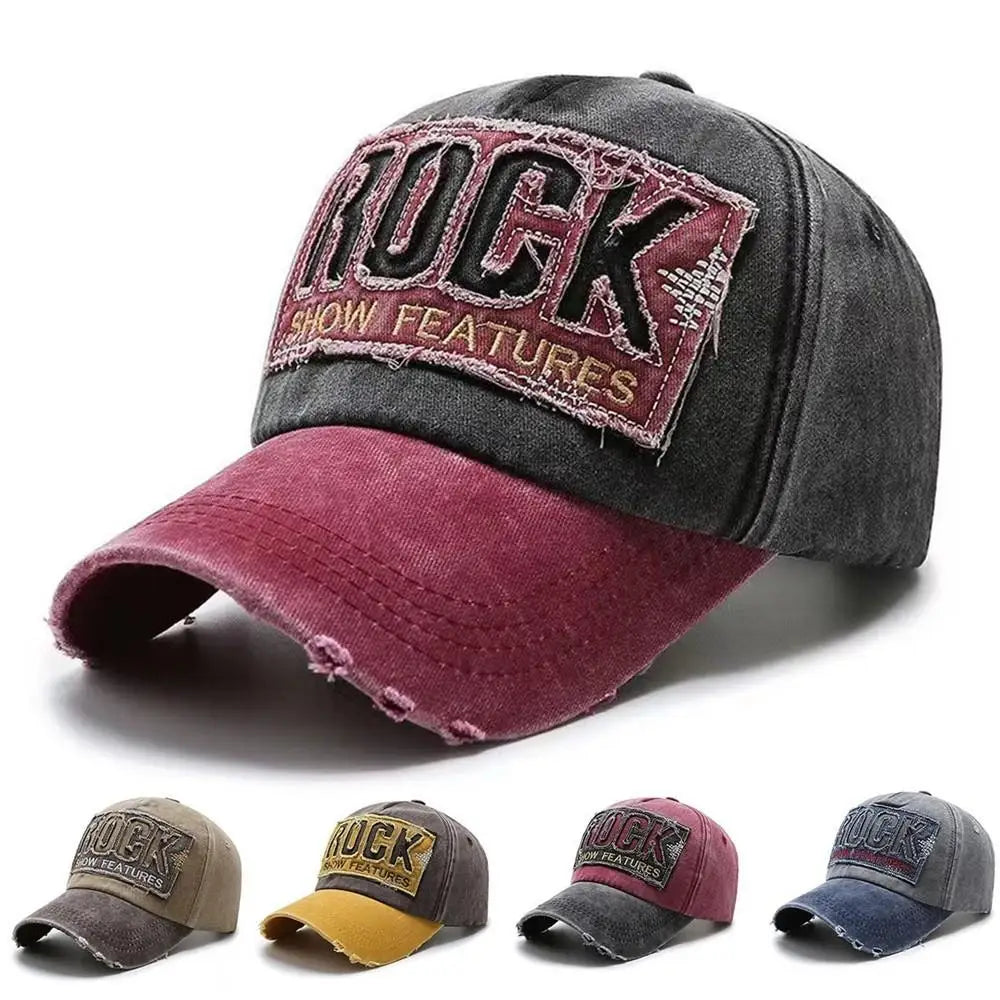 American Vintage Style Embroidered Rock Letter Baseball Cap for Women ...