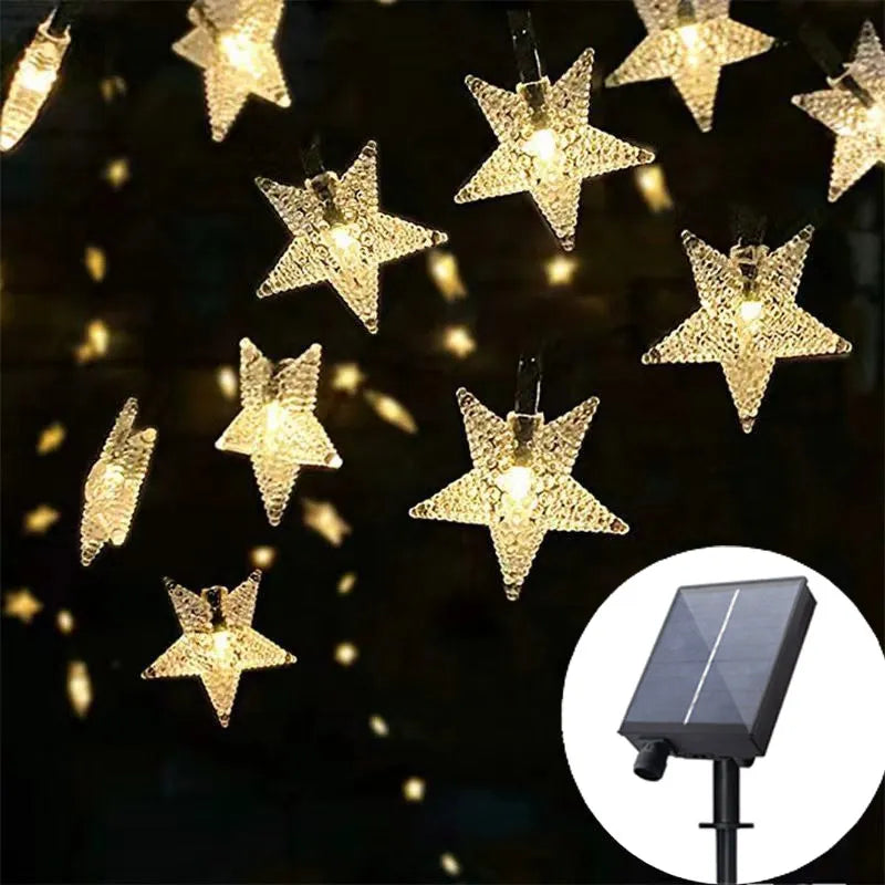 Solar Star String Lights Outdoor Waterproof LED Solar Powered Fairy Li ...