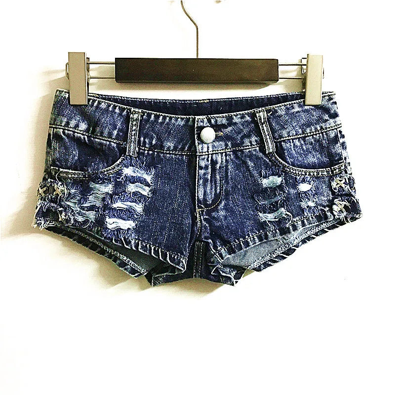 New Nightclub Pole Dancing Elastic Slim Sexy Denim Low Waist Shorts ...