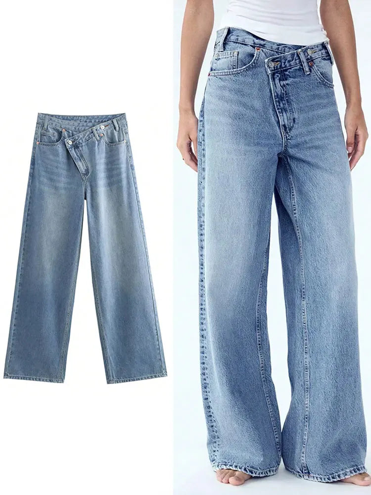 HH Women 2025 Fashion Straight Jeans Vintage Solid Casual High Waist W ...