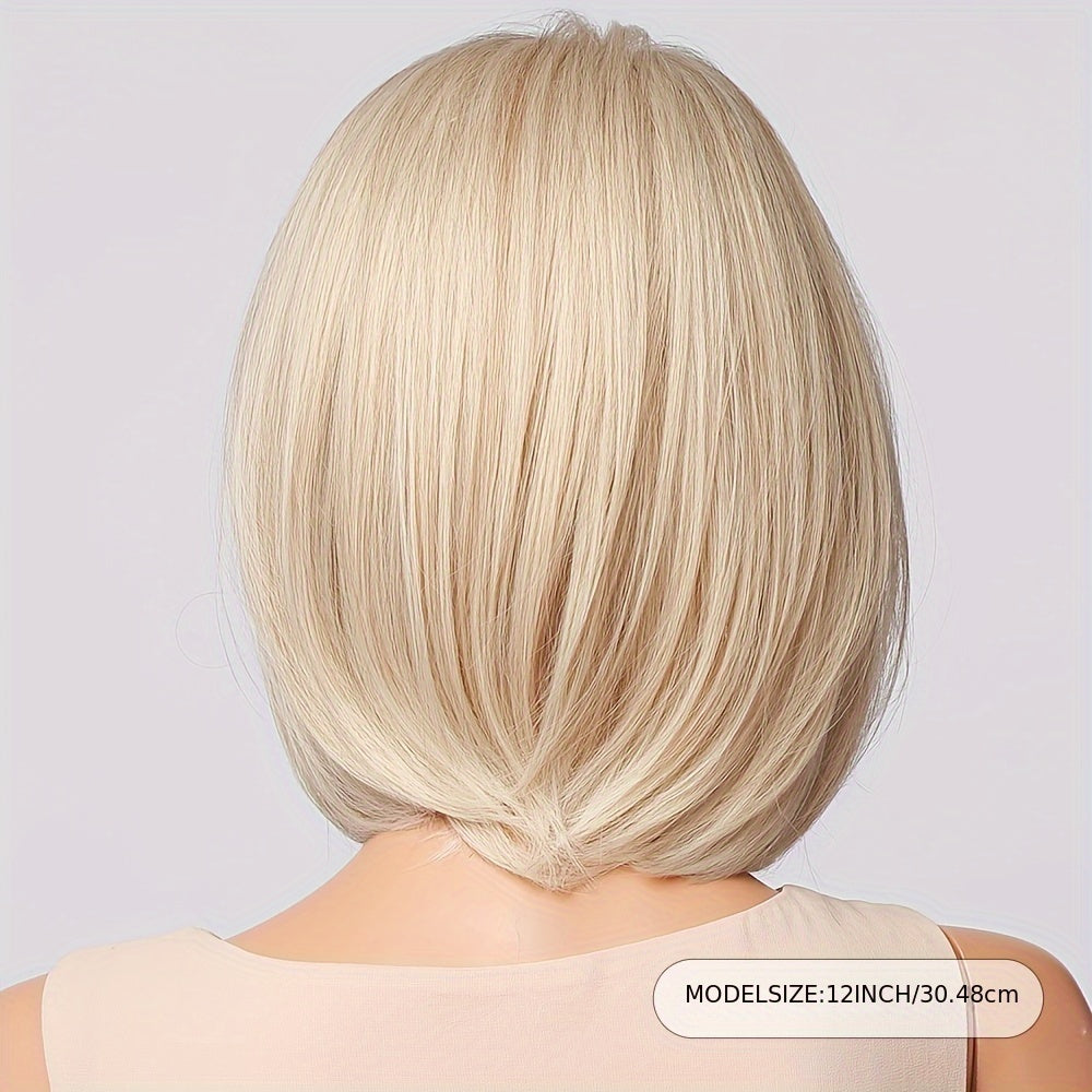Slightly Parted Short Straight Hair Ladies Chemical Fiber Wig Headgear ...