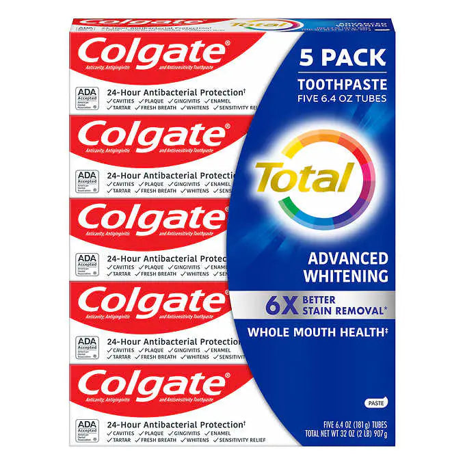 Colgate Total Advanced Whitening Toothpaste, 6.4 oz, 5-pack – Mega Mart ...