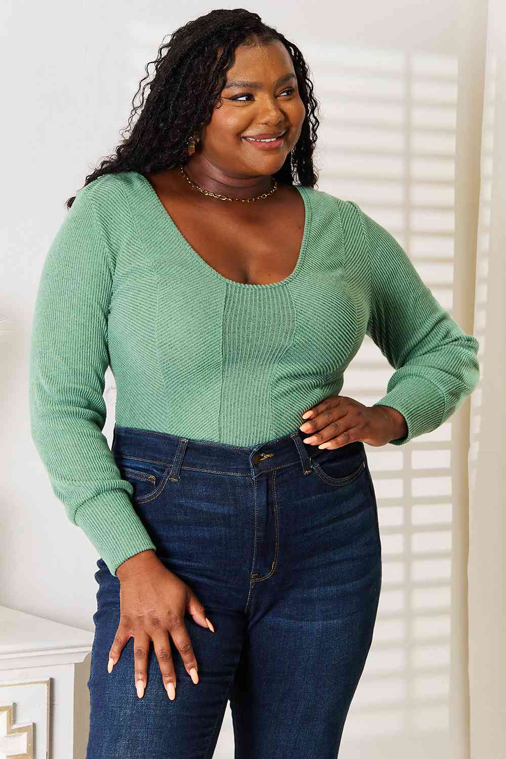 Basic Bae Scoop Neck Long Sleeve Top – Mega Mart Center
