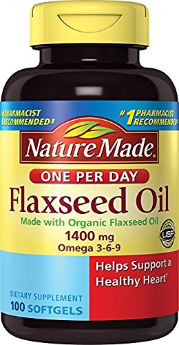 Nature Made Organic Flaxseed Oil 1400 mg 700mg Omega 3 100 Liquid Soft ...