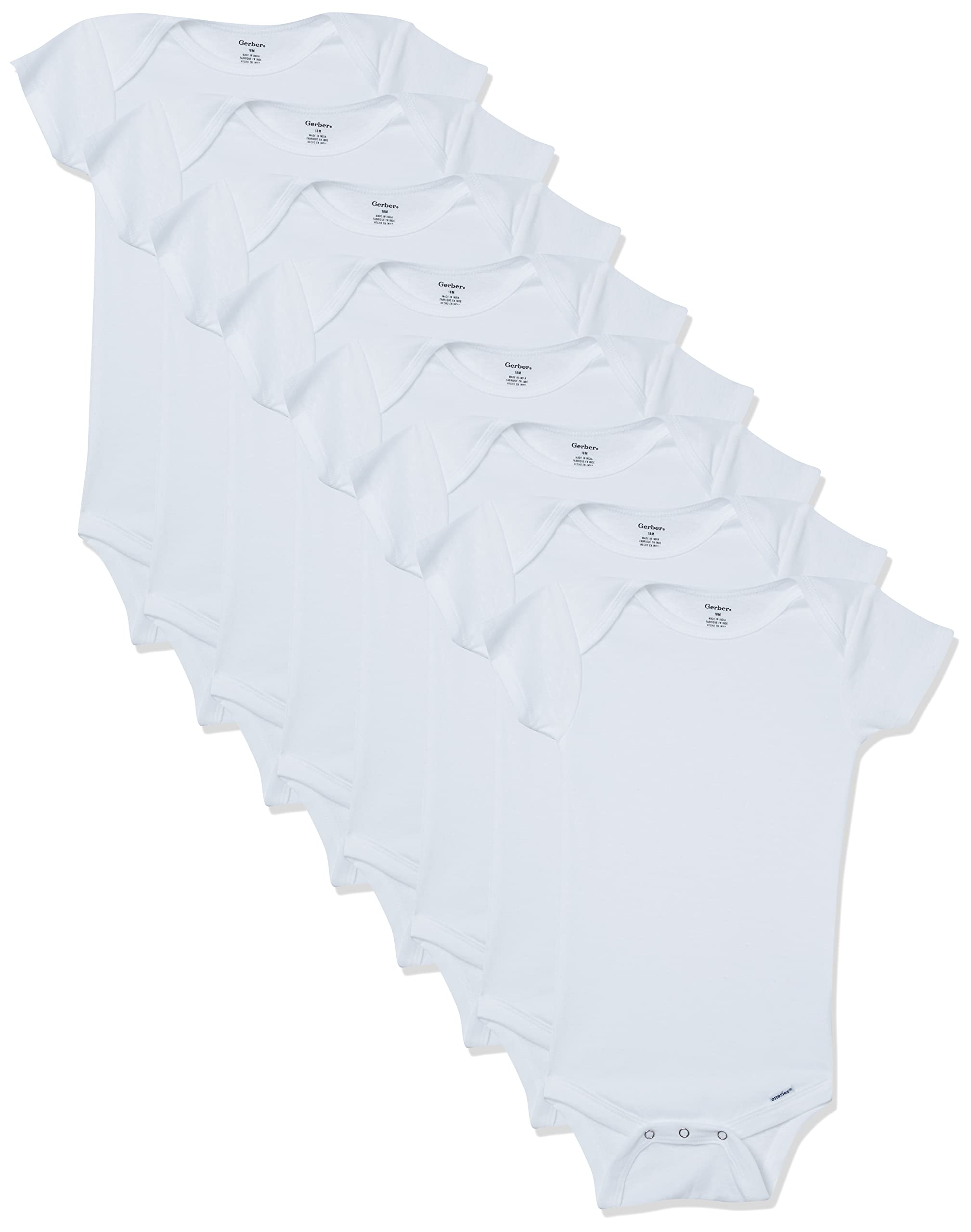 Gerber Baby 8-Pack Short Sleeve Onesies Bodysuits, Solid White, 6-9 Mo ...