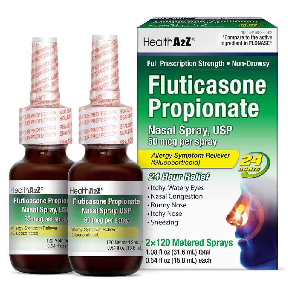 HealthA2Z Fluticasone Propionate Nasal Sprays, 2 Pack * 120 Sprays, 24 ...