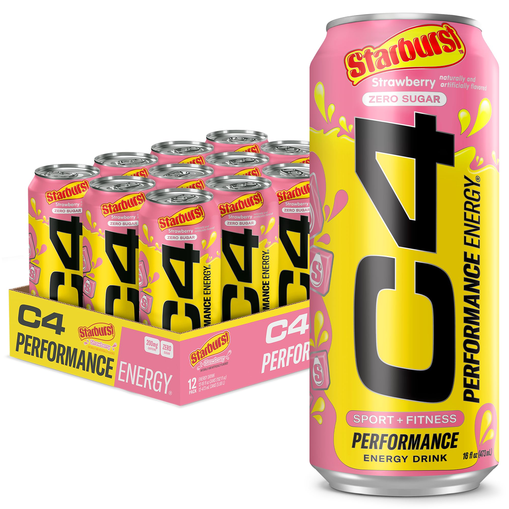 Cellucor C4 Energy Drink, STARBURST Strawberry, Carbonated Sugar Free ...