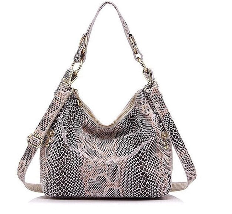 100% Real Leather Lady Shiny Snake Bags Shiny Serpentine Embossed Genu ...